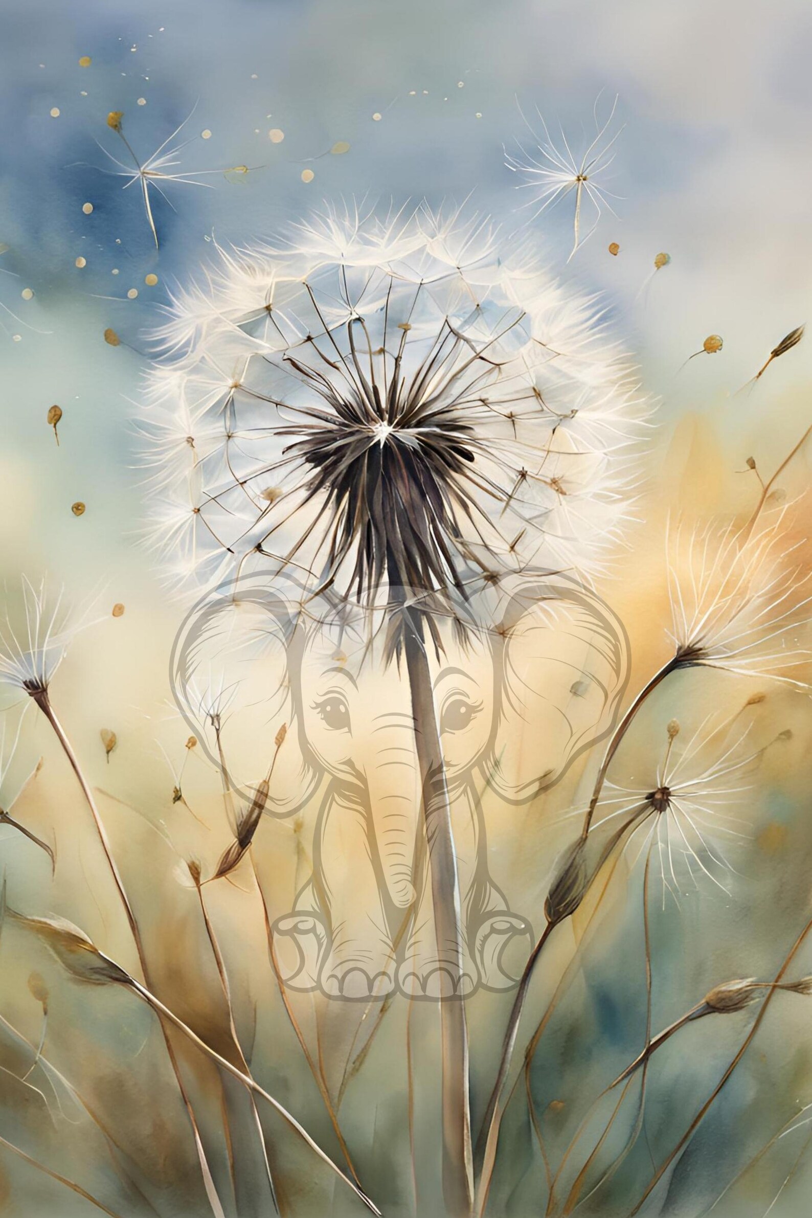 Dandelion Botanical Printable Wall Art, Bathroom, Office, Home ...