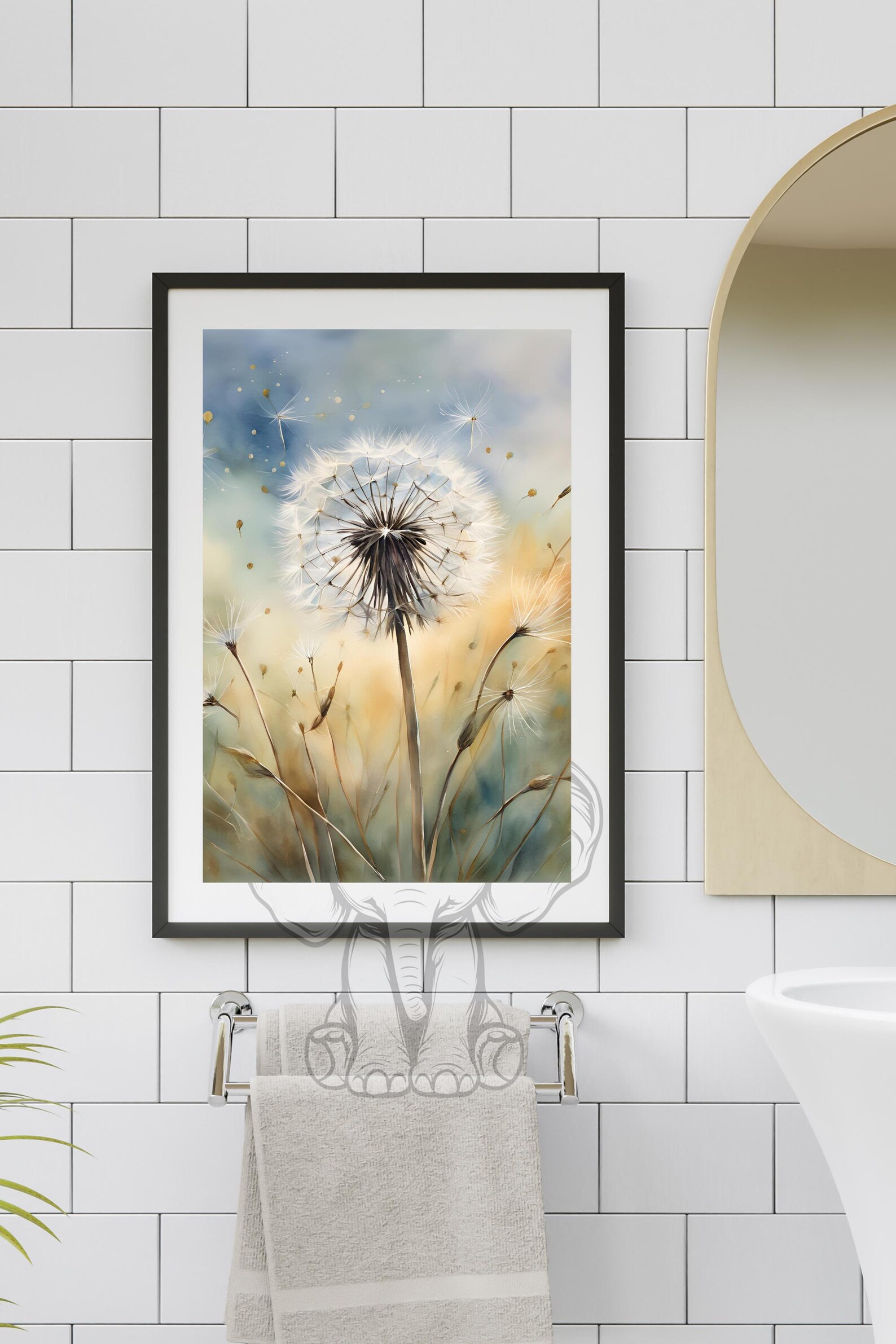 Dandelion Botanical Printable Wall Art, Bathroom, Office, Home ...
