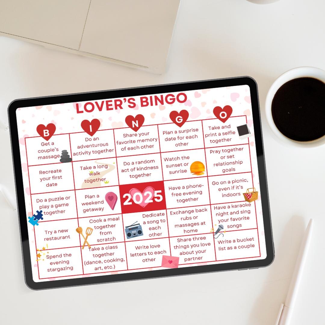 Lover's Bingo - 2025 Valentine's Day Activity Card for Couples ...