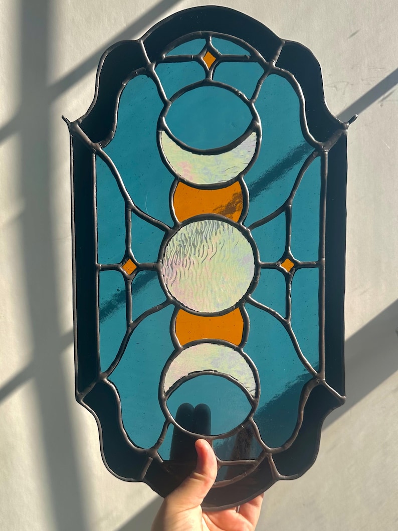 Gifts | Stained Glass Moon Suncatcher: Celestial Window Art, Witchy ...