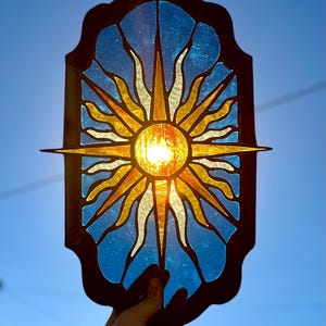 Stained Glass Sun Panel Suncatcher Window | the Sun and Moon Art ...