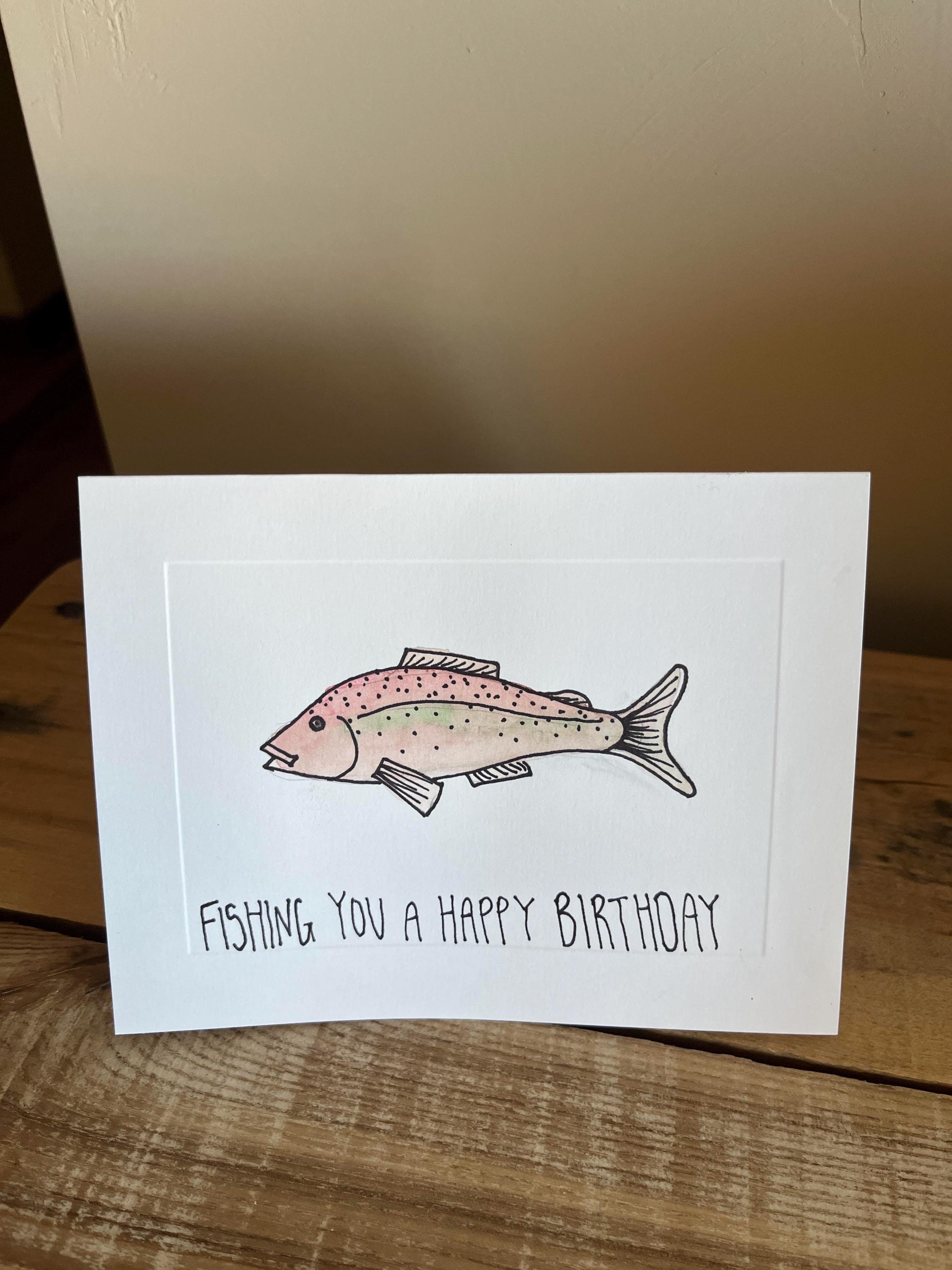 Custom Fish Themed Cards, Hand Painted, Salmon and Rainbow Trout, Fish ...