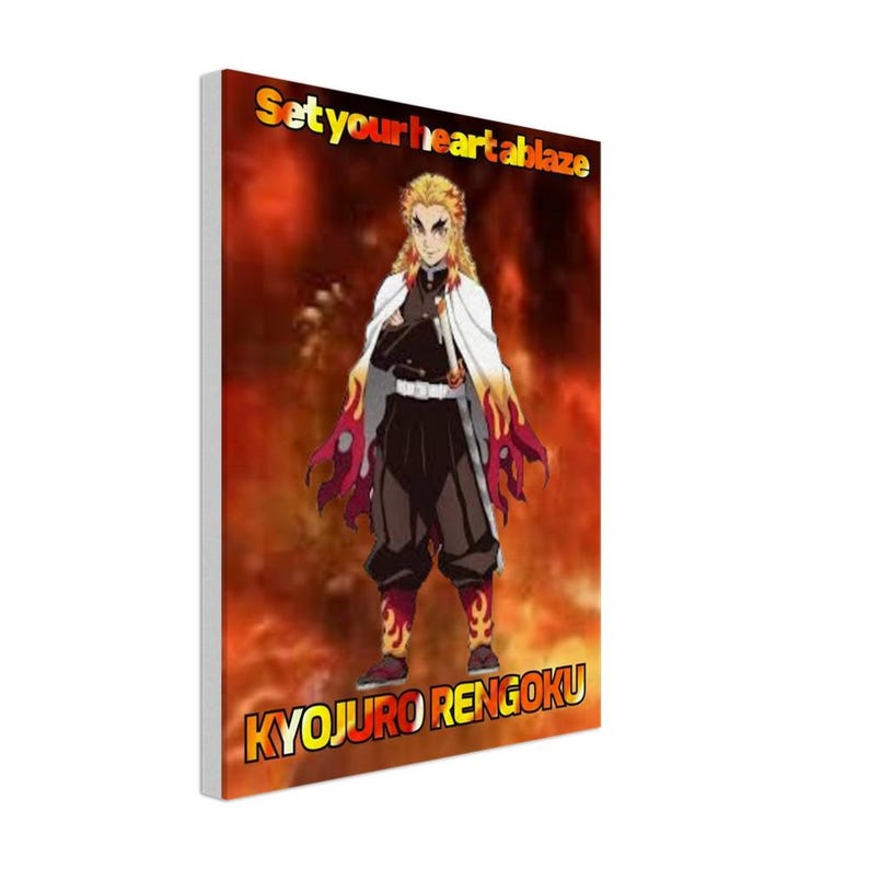 KYOJURO RENGOKU Portrait Canvas Print Motivational Demon Slayer Artwork ...