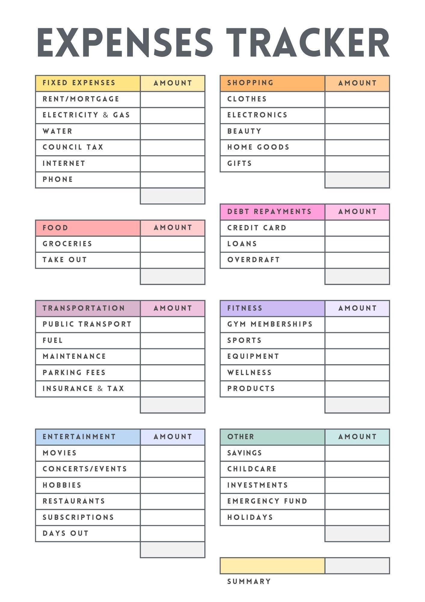 Expenses Tracker - Etsy