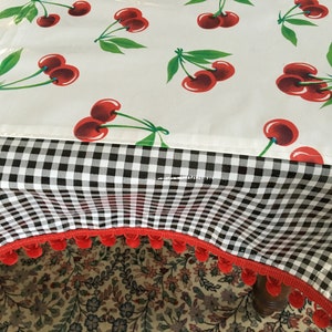 Retro Two Patterned Cherries and Gingham Oilcloth Tablecloth - Etsy