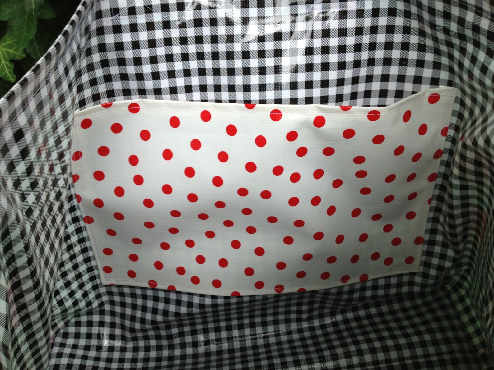 Large Retro Oilcloth Tote Bag With Cherries and Black Gingham - Etsy