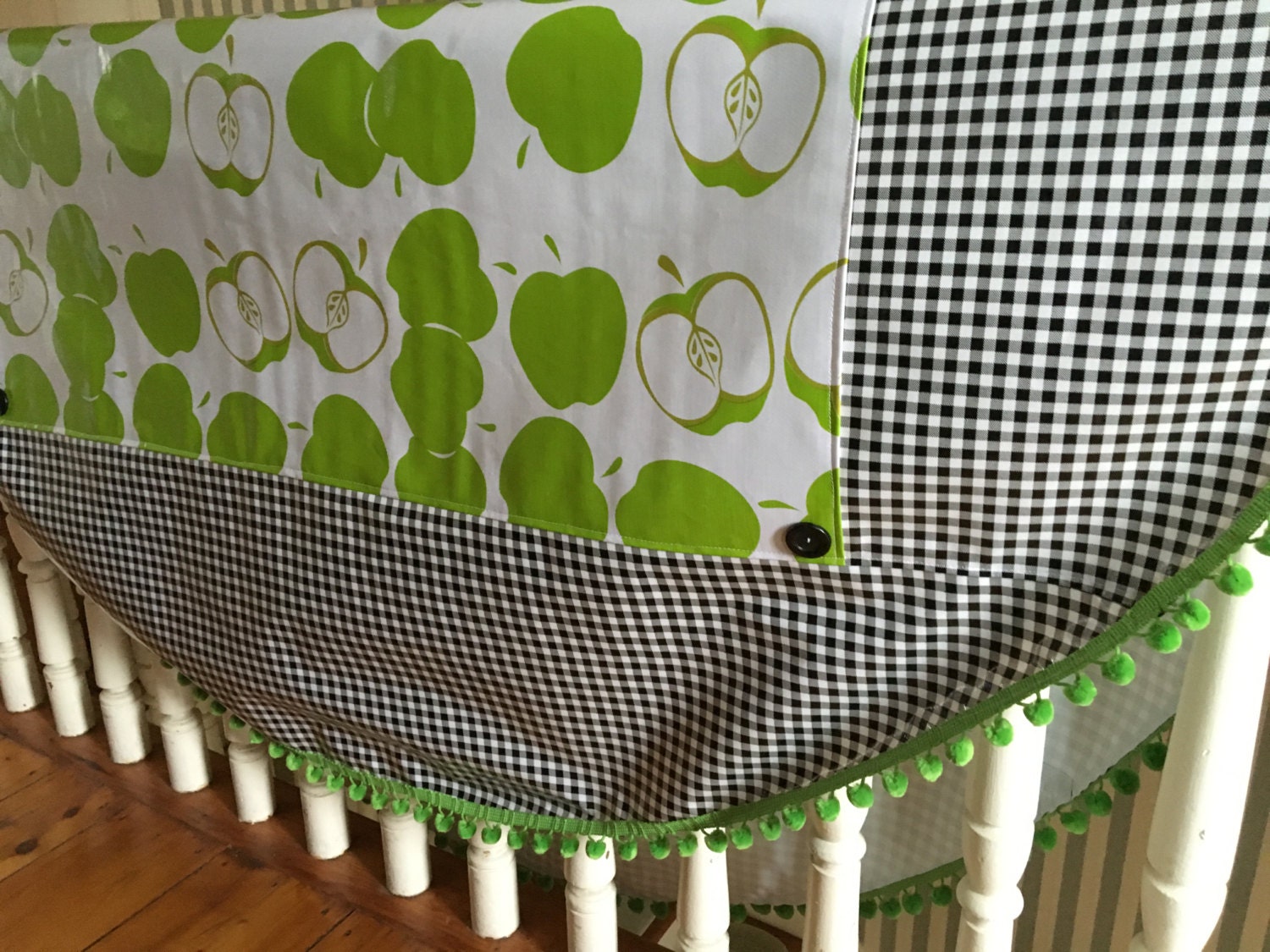 An Apple for the Teacher---green Apple and Black Gingham Oilcloth ...