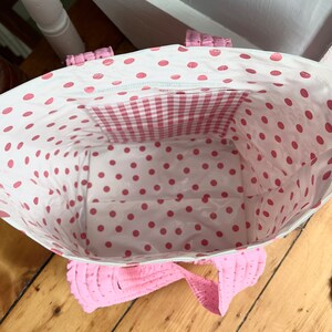 Small Pink Toile Retro Oilcloth Tote Bag for Children and Adults. - Etsy