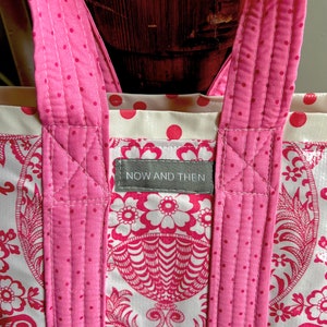 Small Pink Toile Retro Oilcloth Tote Bag for Children and Adults. - Etsy