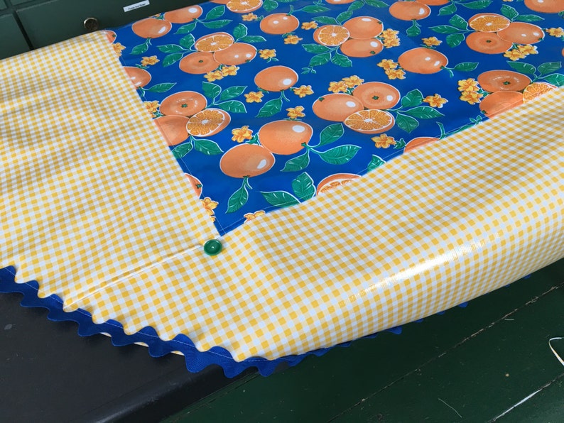 The Floridianretro Two Patterned Round Oilcloth Tablecloth - Etsy