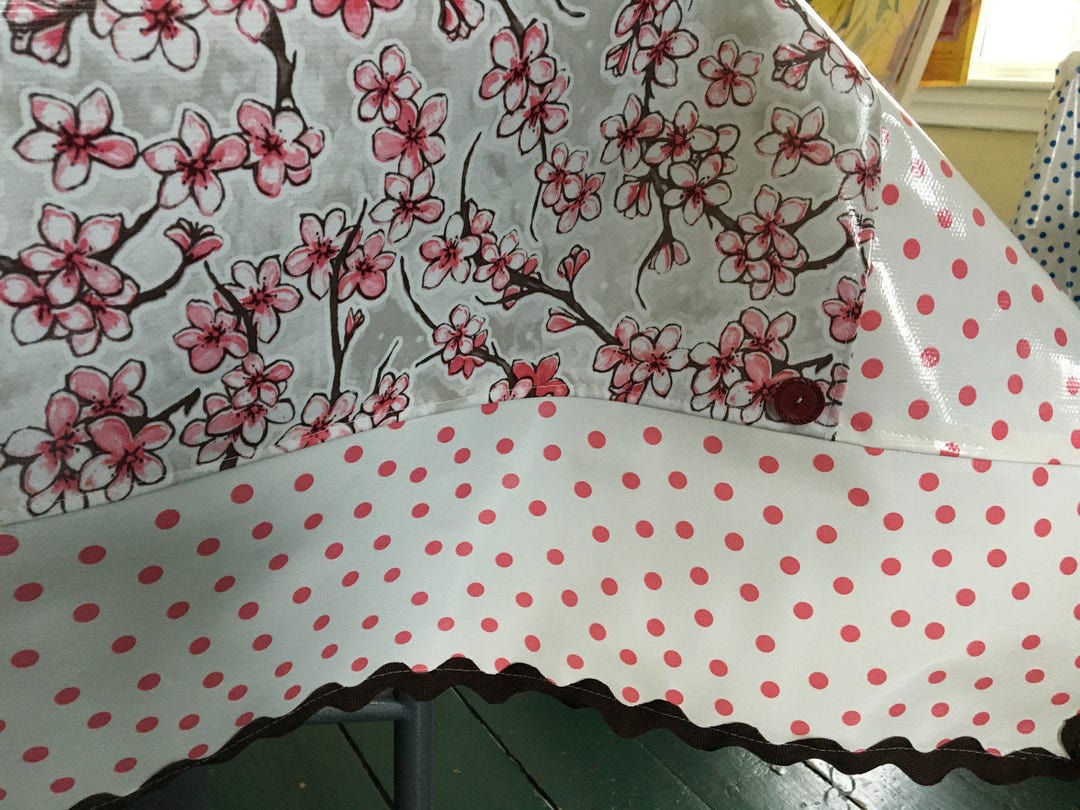 Cherry Blossom Two Patterned Oilcloth Tablecloth - Etsy