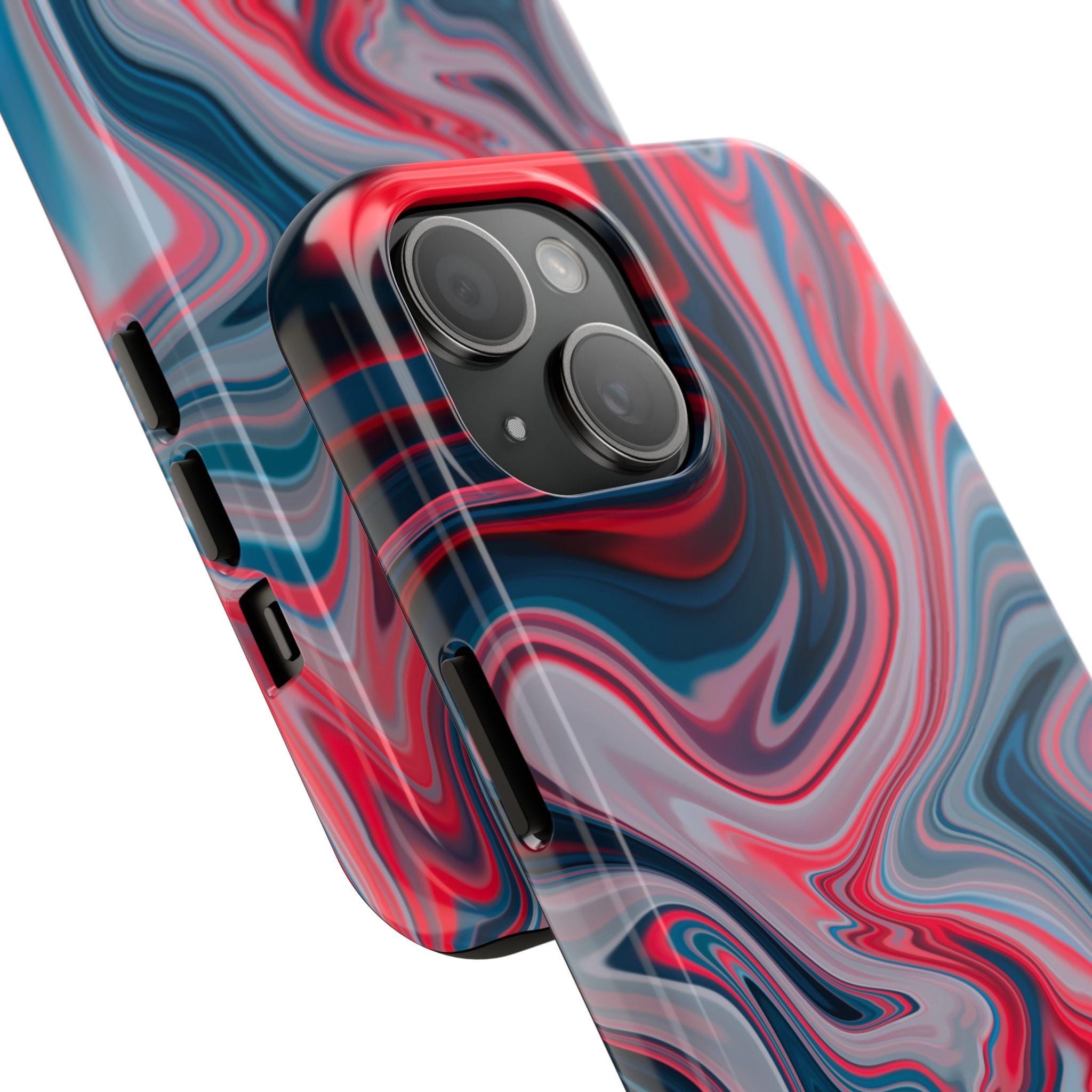 Red and Blue Abstract Fluid Tough Phone Cases iPhone 16 15 14 13 12 11 ...
