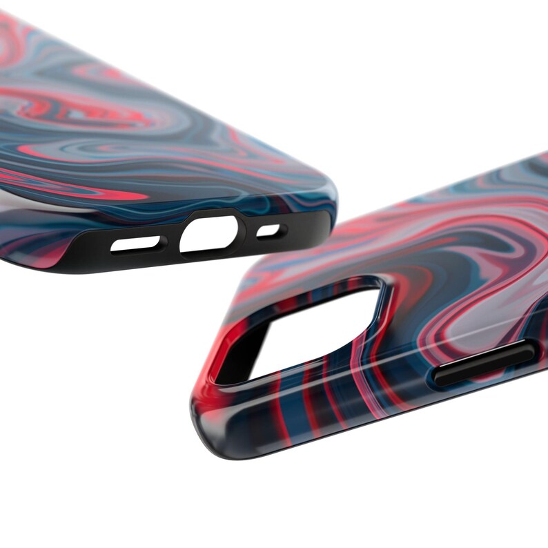 Red and Blue Abstract Fluid Tough Phone Cases iPhone 16 15 14 13 12 11 ...