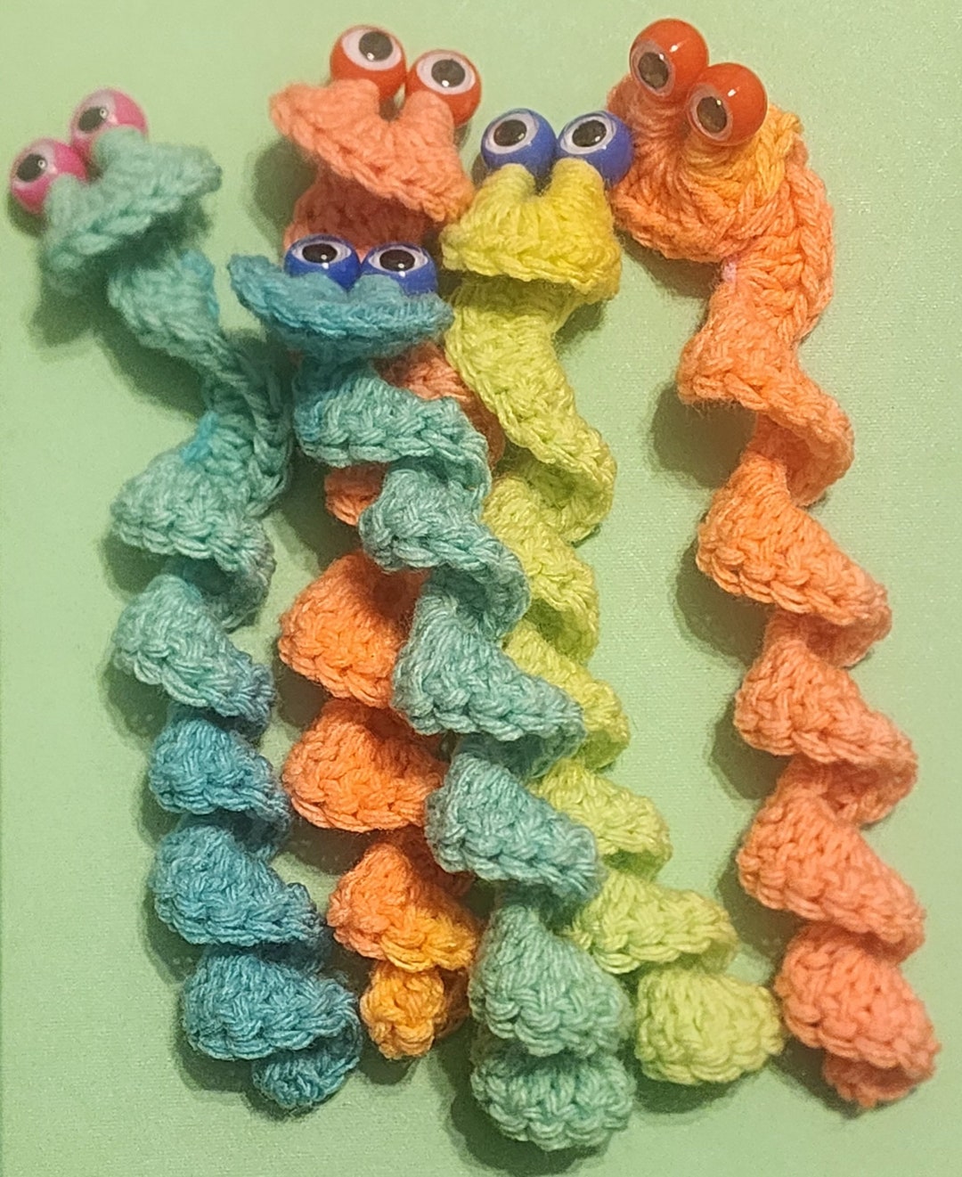 Crocheted Worry Worm Finger Puppets - Etsy