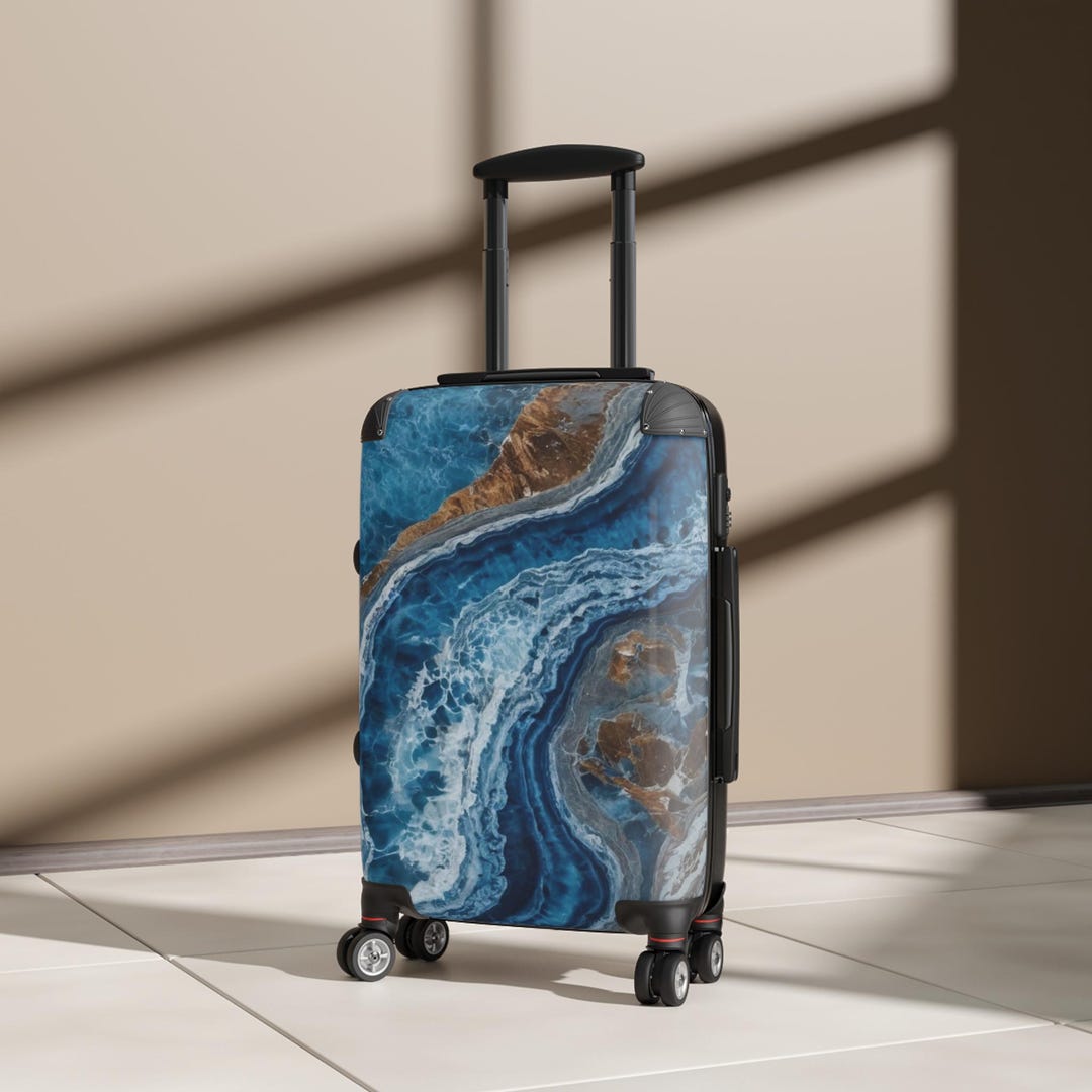 Personalized Suitcase Inspired by the Ocean / Blue Marble With Unique ...