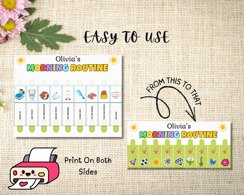 Editable Kids Routine Flip Chart, Morning, Evening, Bedtime (digital ...