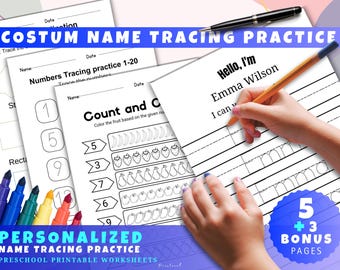 Personalized Name Tracing Worksheet: Pre-k Handwriting Practice (PDF ...