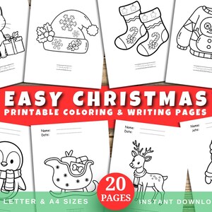 Christmas Coloring Pages & Writing Worksheets for Kids, Santa Claus ...