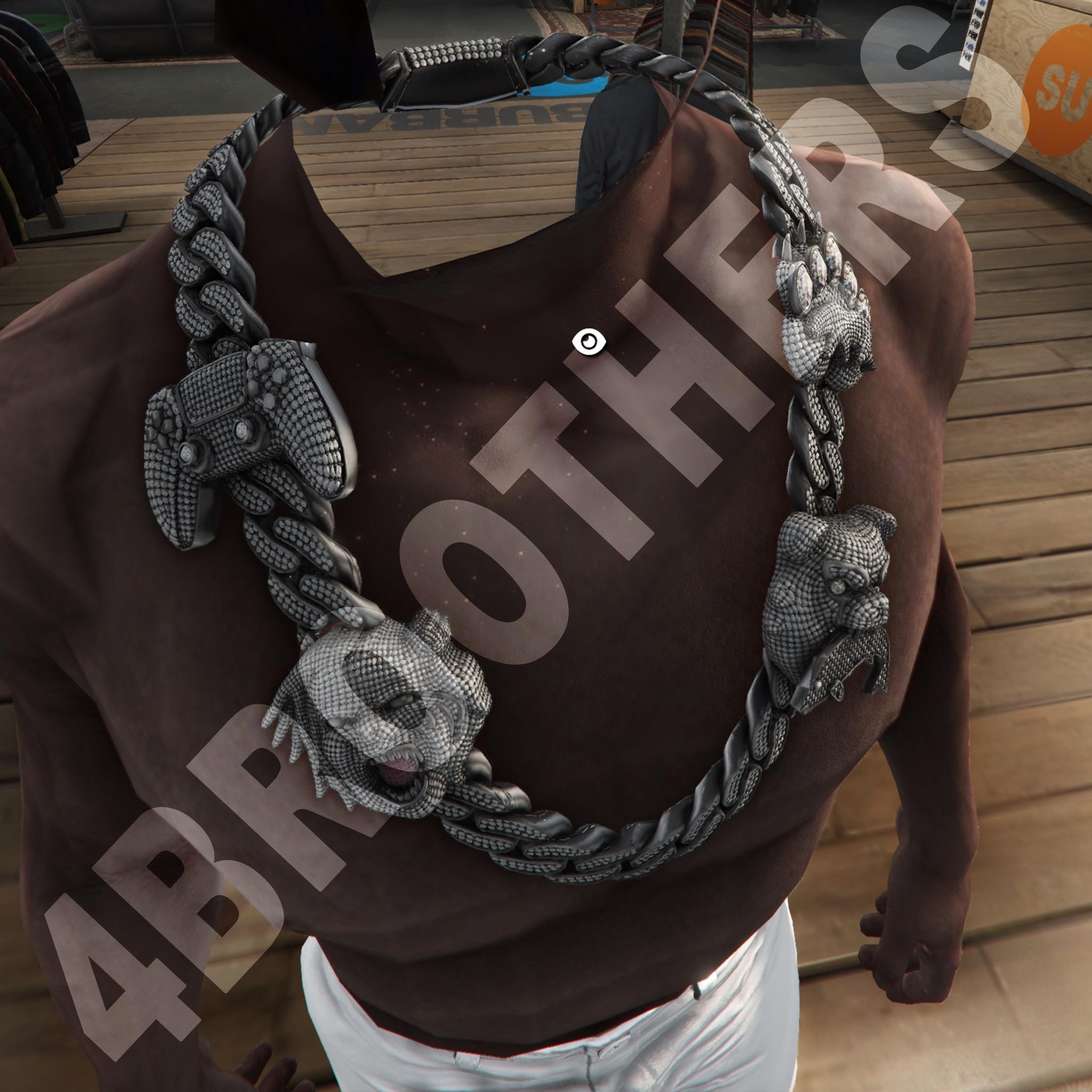 Fivem Ready Grizzly Gang Chain Bling, Iced Out, Hiphop Diamond Chain ...