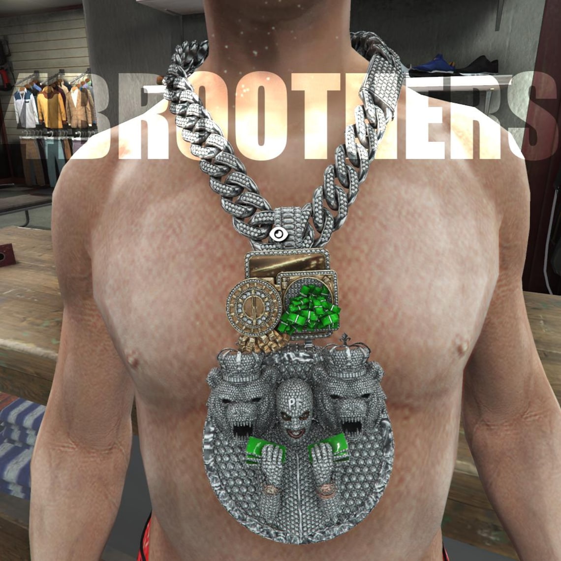 Fivem Ready Bankvault Goon Chain Bling, Hiphop Diamond Chain for Your ...