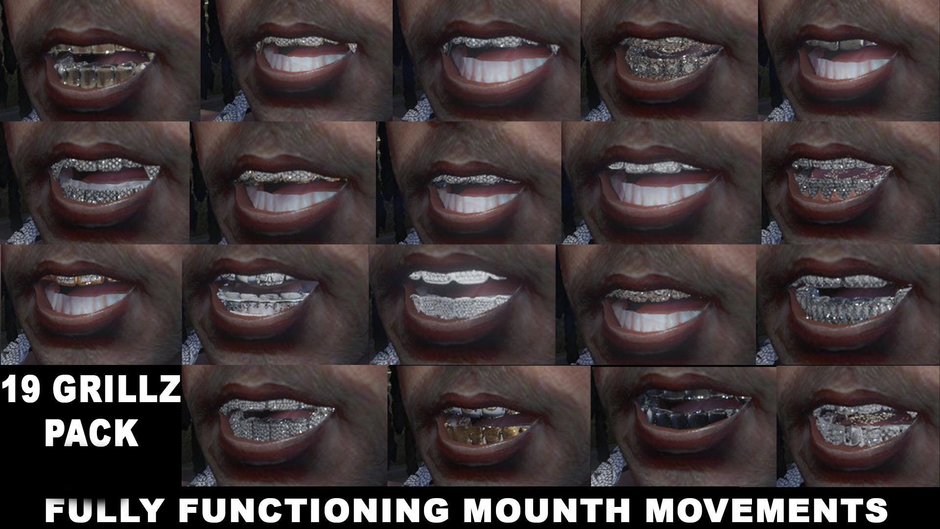 19 GRILLZ PACK Fivem Ready Grillz Pack Bling, Iced Hiphop Diamond Teeth ...