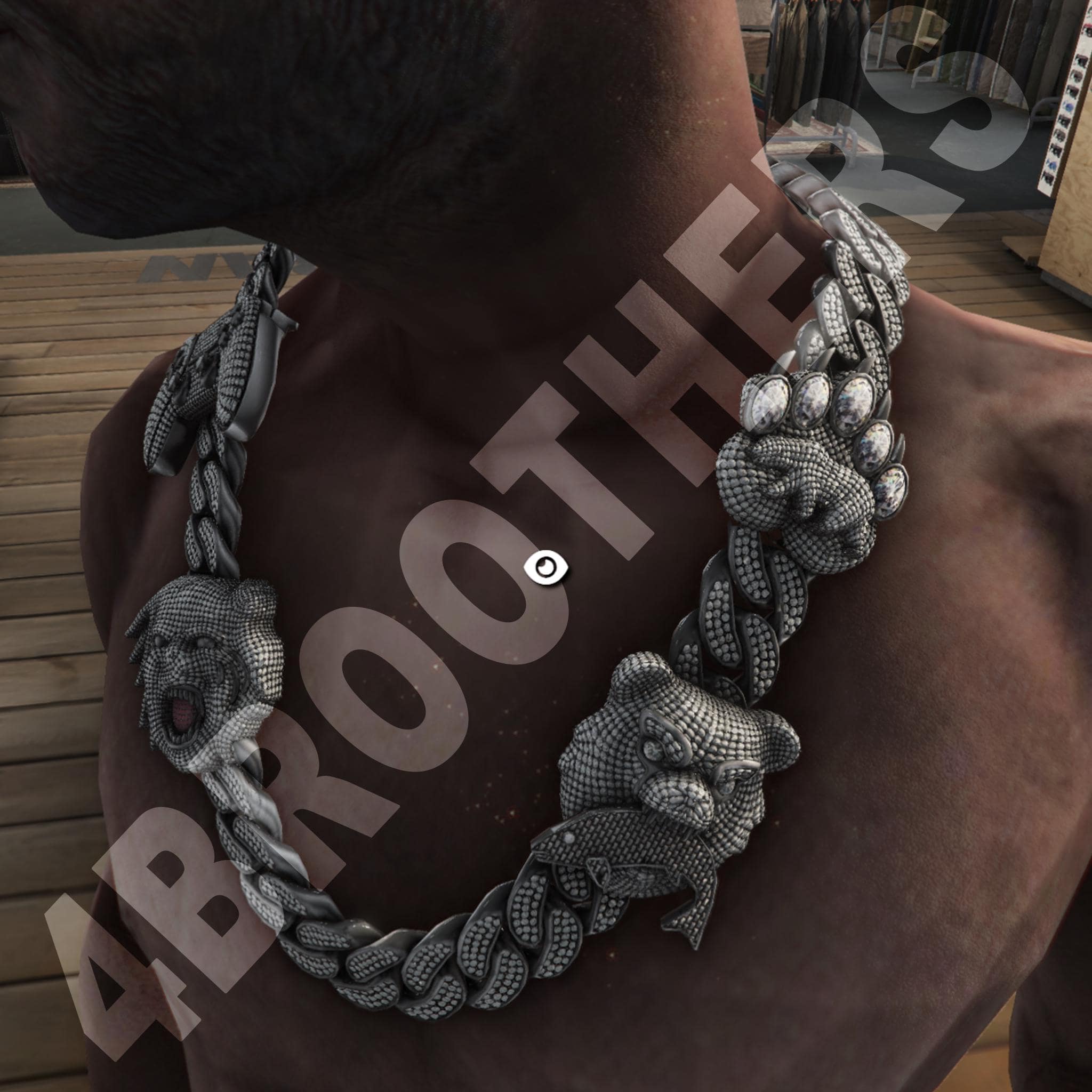Fivem Ready Grizzly Gang Chain Bling, Iced Out, Hiphop Diamond Chain ...