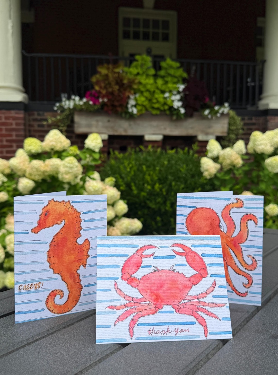 Sea Animal Note Card Set - Etsy