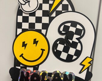 Custom 3D Birthday Cake Topper , Groovy Cake Topper , Smiley Face Cake ...