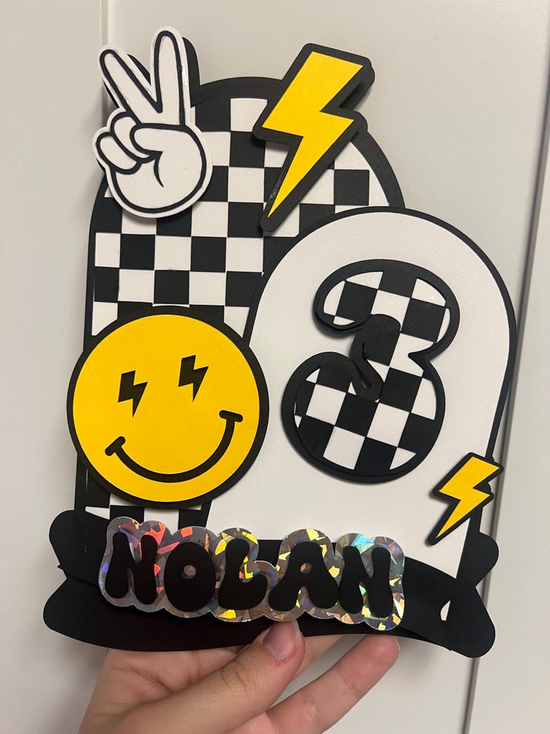 Custom 3D Birthday Cake Topper , Groovy Cake Topper , Smiley Face Cake ...