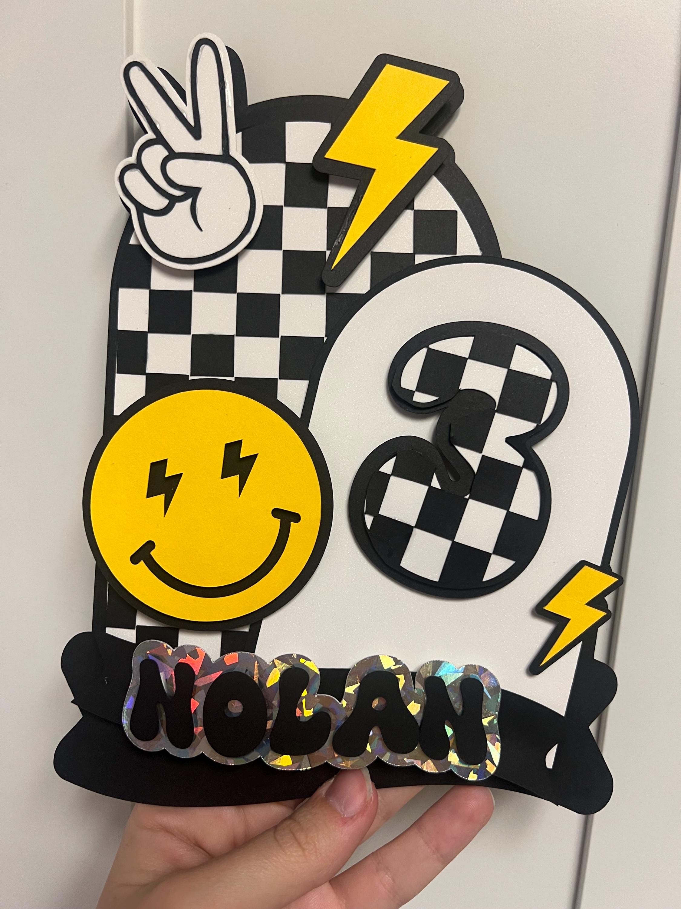 Custom 3D Birthday Cake Topper , Groovy Cake Topper , Smiley Face Cake ...