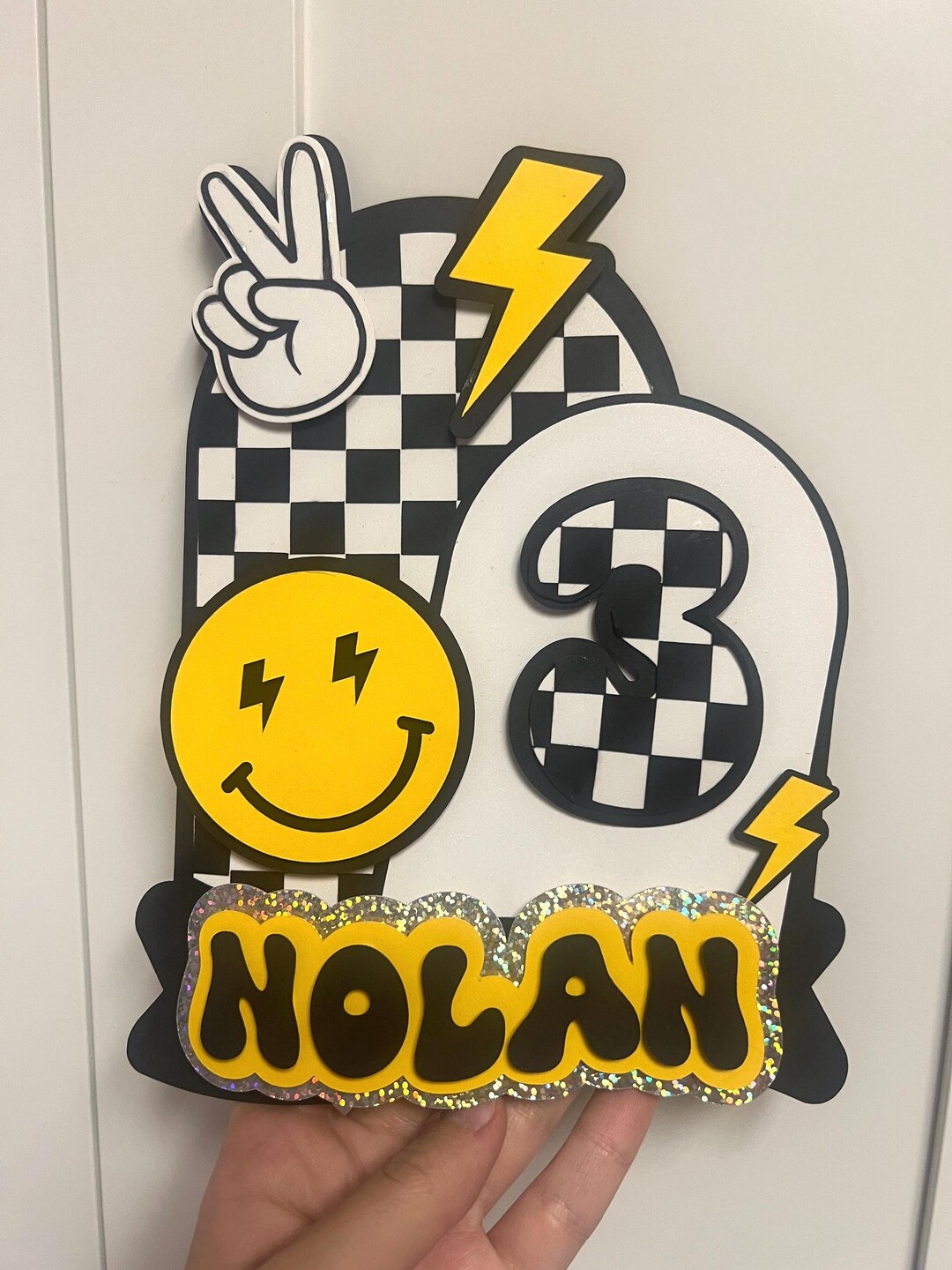 Custom 3D Birthday Cake Topper , Groovy Cake Topper , Smiley Face Cake ...