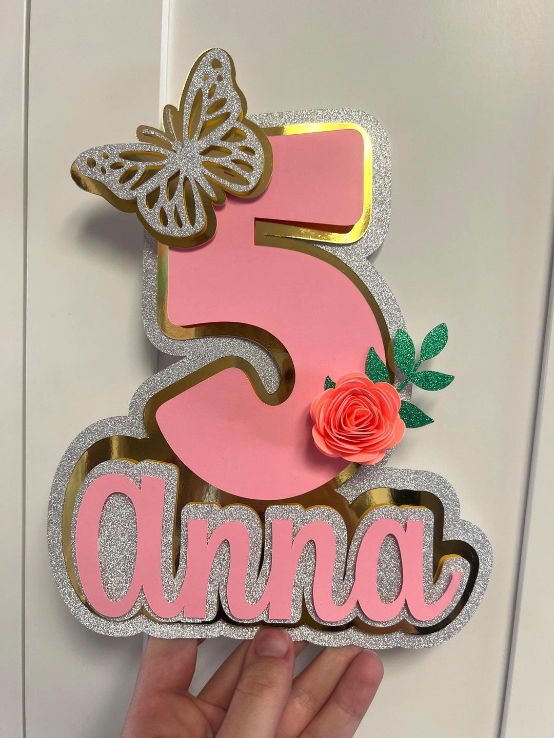 Floral Cake Topper, Butterfly Cake Topper, Pink Cake Topper, Boho Cake ...