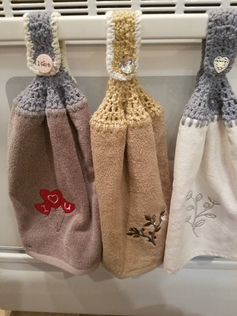 Set of 3 Every Day Neutral Crochet Hand Towels