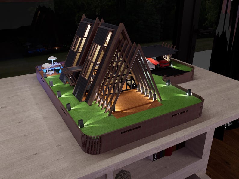Laser Cut Modern House Wooden Model – DIY Scandinavian Villa Miniature ...