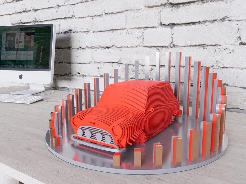 Laser Cut British Legend Vintage Classic Mini Silhouette Model: Desktop ...