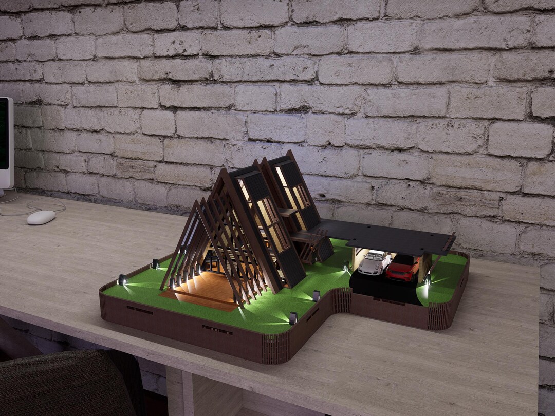 Laser Cut Modern House Wooden Model – DIY Scandinavian Villa Miniature ...