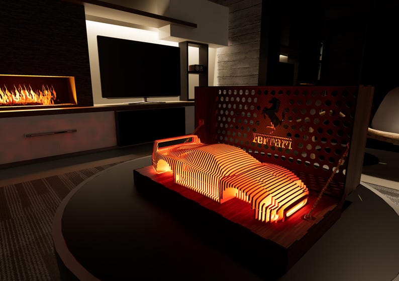 Ferrari F40 SVG File Laser Cut Car Night Lamp - DIY LED Wooden Model ...