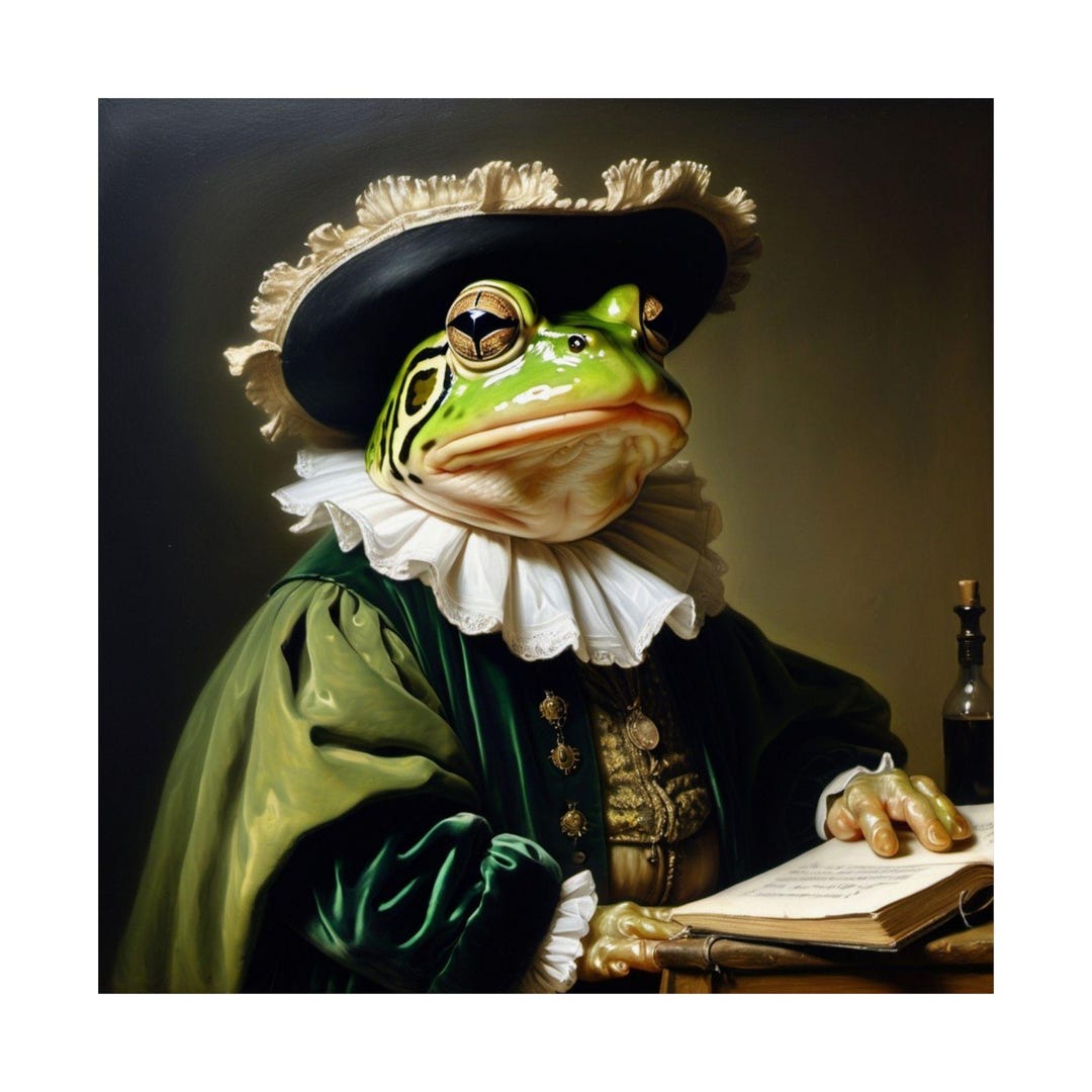Noble Bullfrog Satin Poster Funny Animal Poster, Quirky Wall Art ...