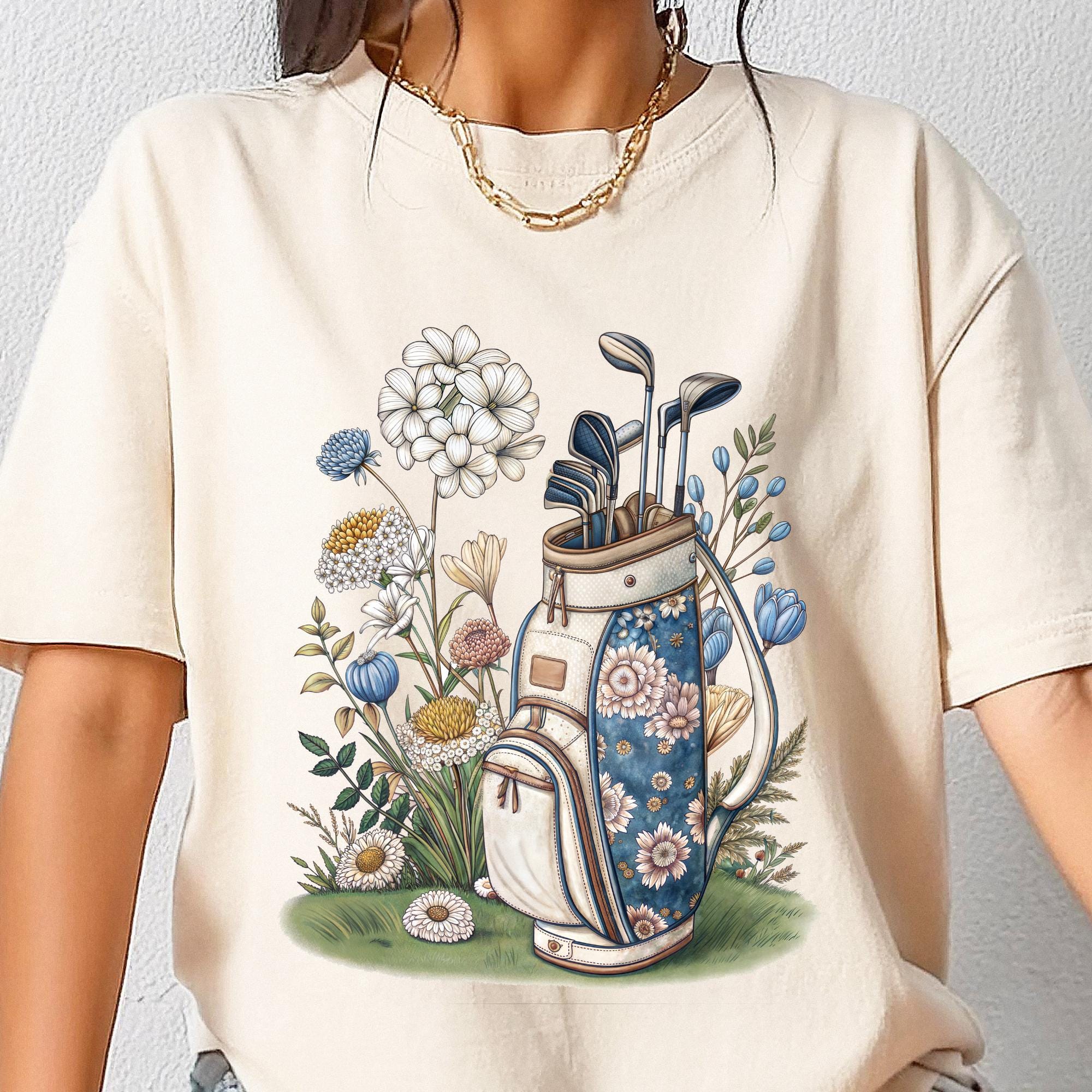 Preppy Watercolor Golf Shirt PNG, Blue Floral Golf Lover Png, Preppy ...