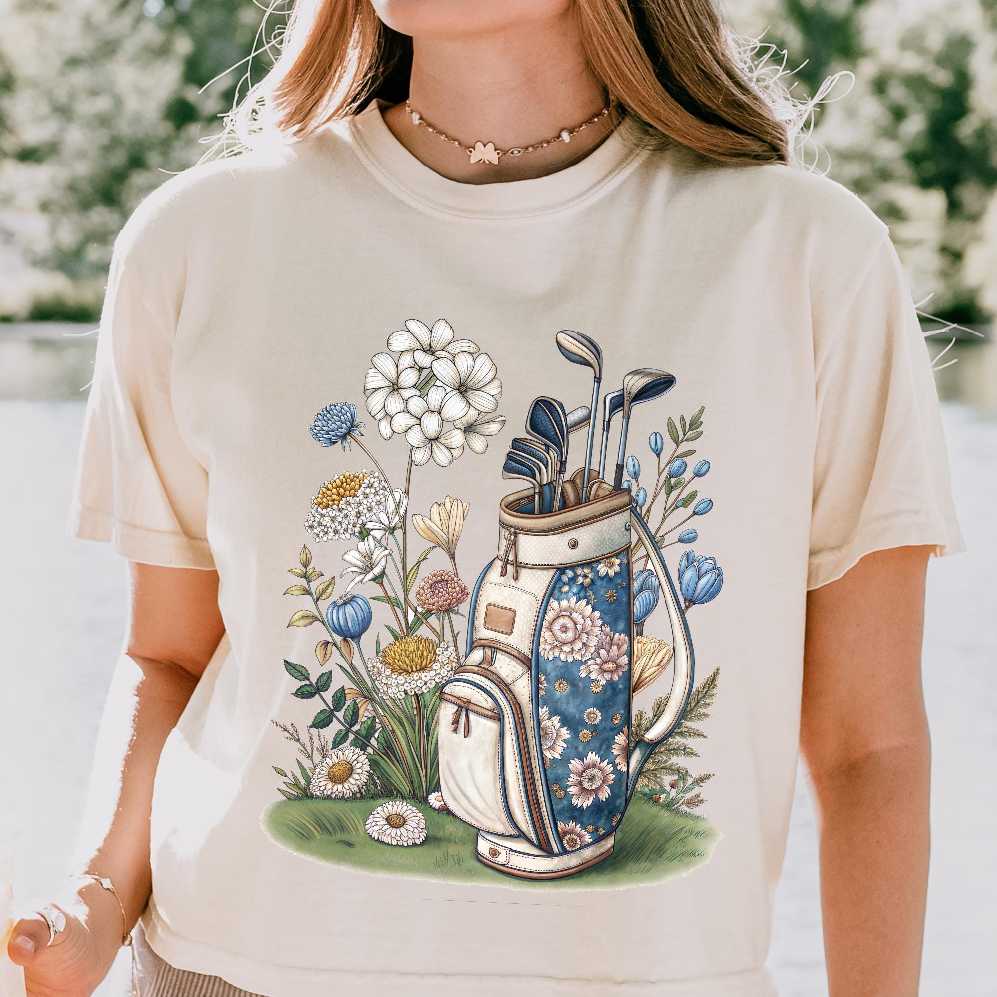 Preppy Watercolor Golf Shirt PNG, Blue Floral Golf Lover Png, Preppy ...