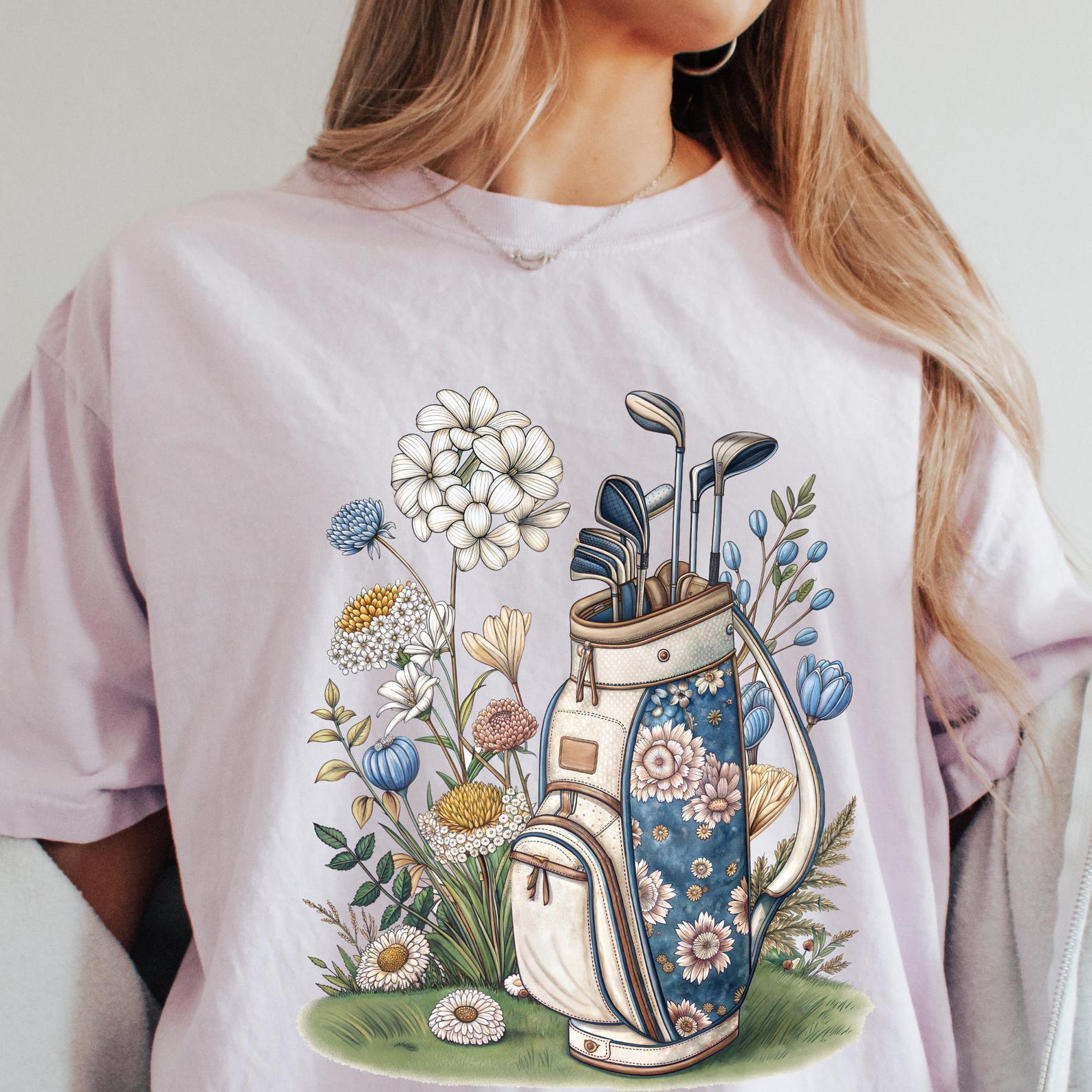 Preppy Watercolor Golf Shirt PNG, Blue Floral Golf Lover Png, Preppy ...