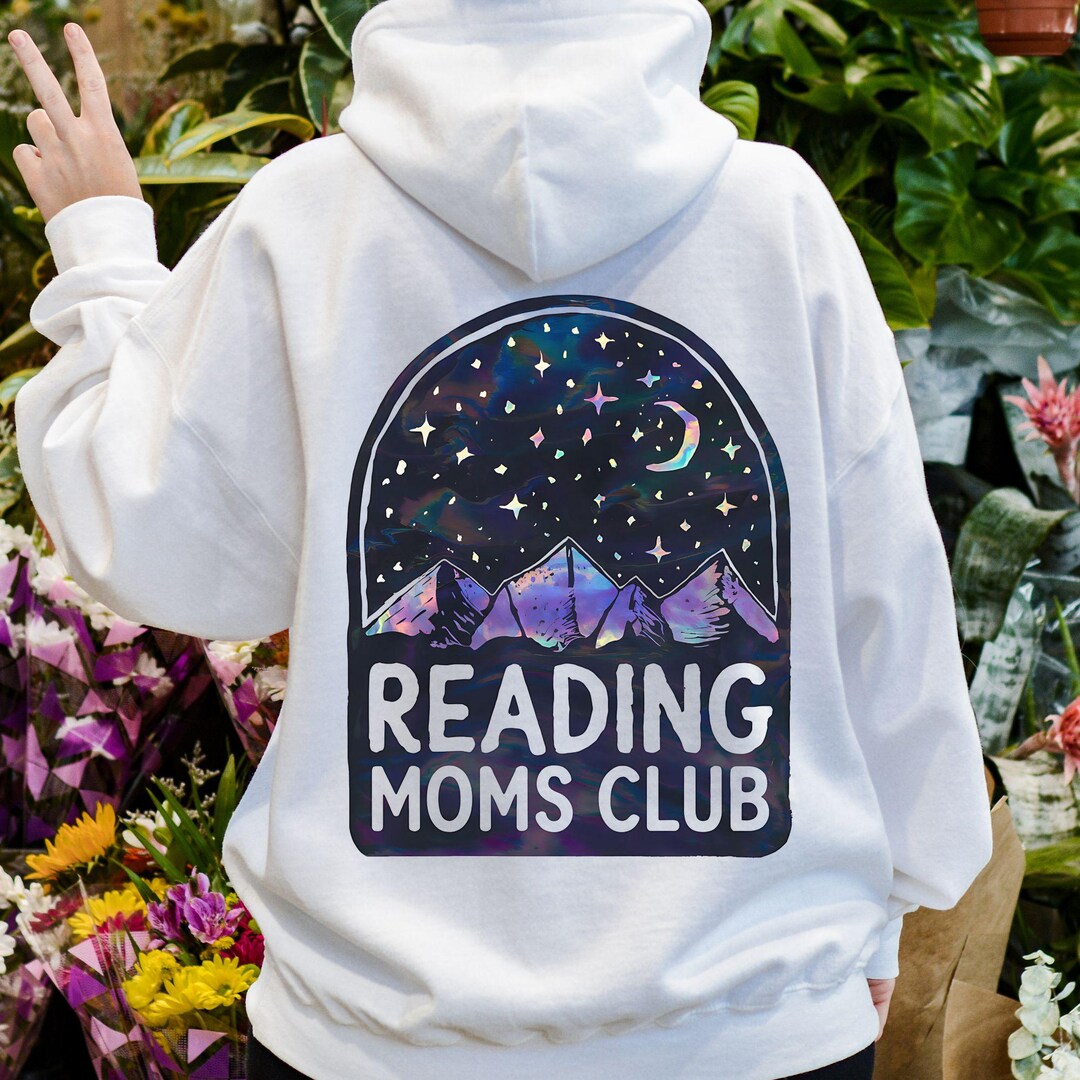 Night Sky Reading Moms Club PNG, Iridescent Book Lover Romantasy PNG ...