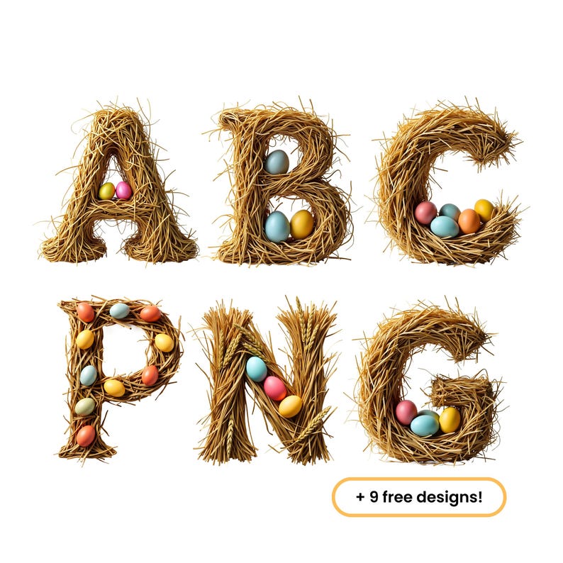 Easter Egg Alphabet PNG Clipart Bundle, Letters & Numbers - Etsy