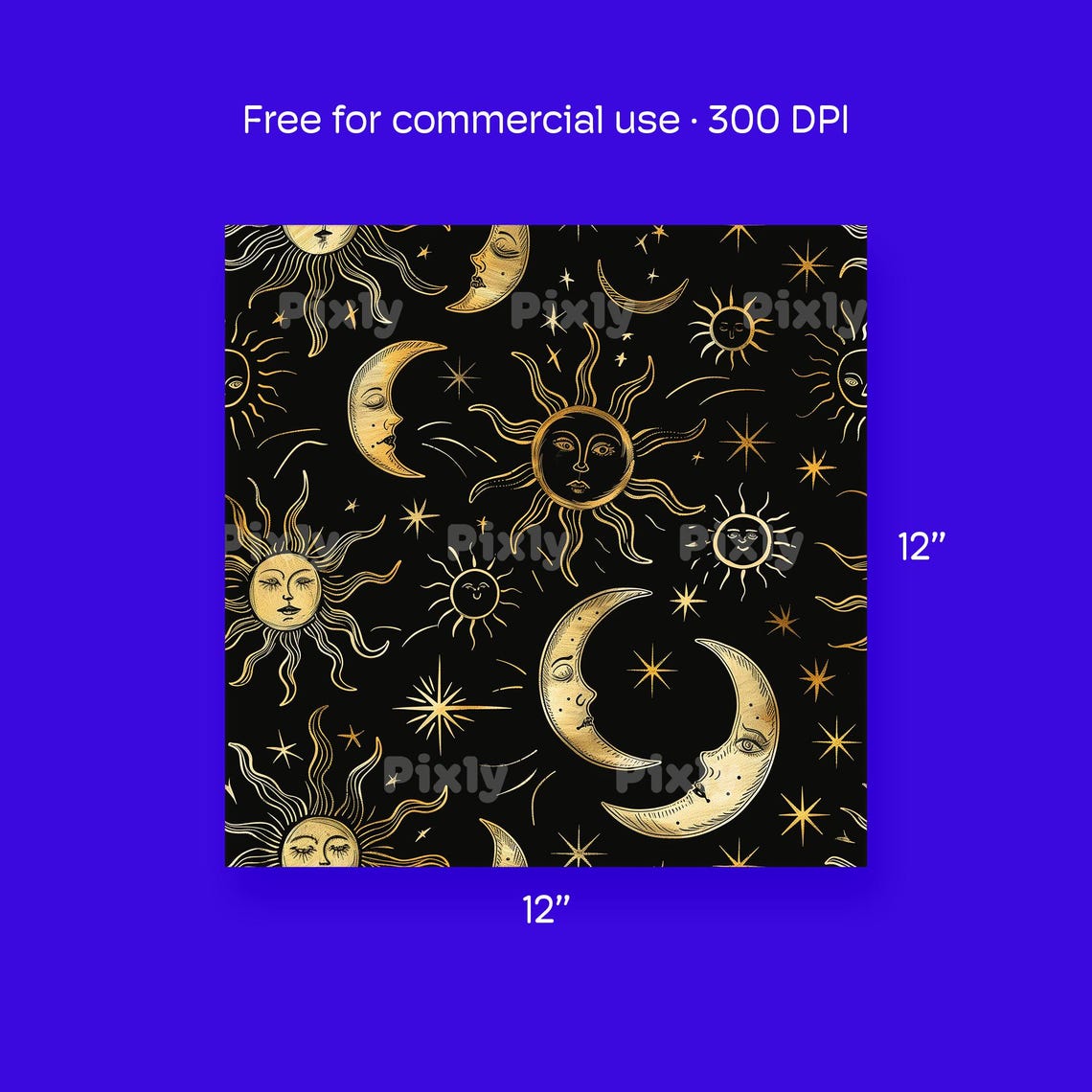 Boho Sun and Moon Seamless Pattern: Celestial Digital Paper (digital ...