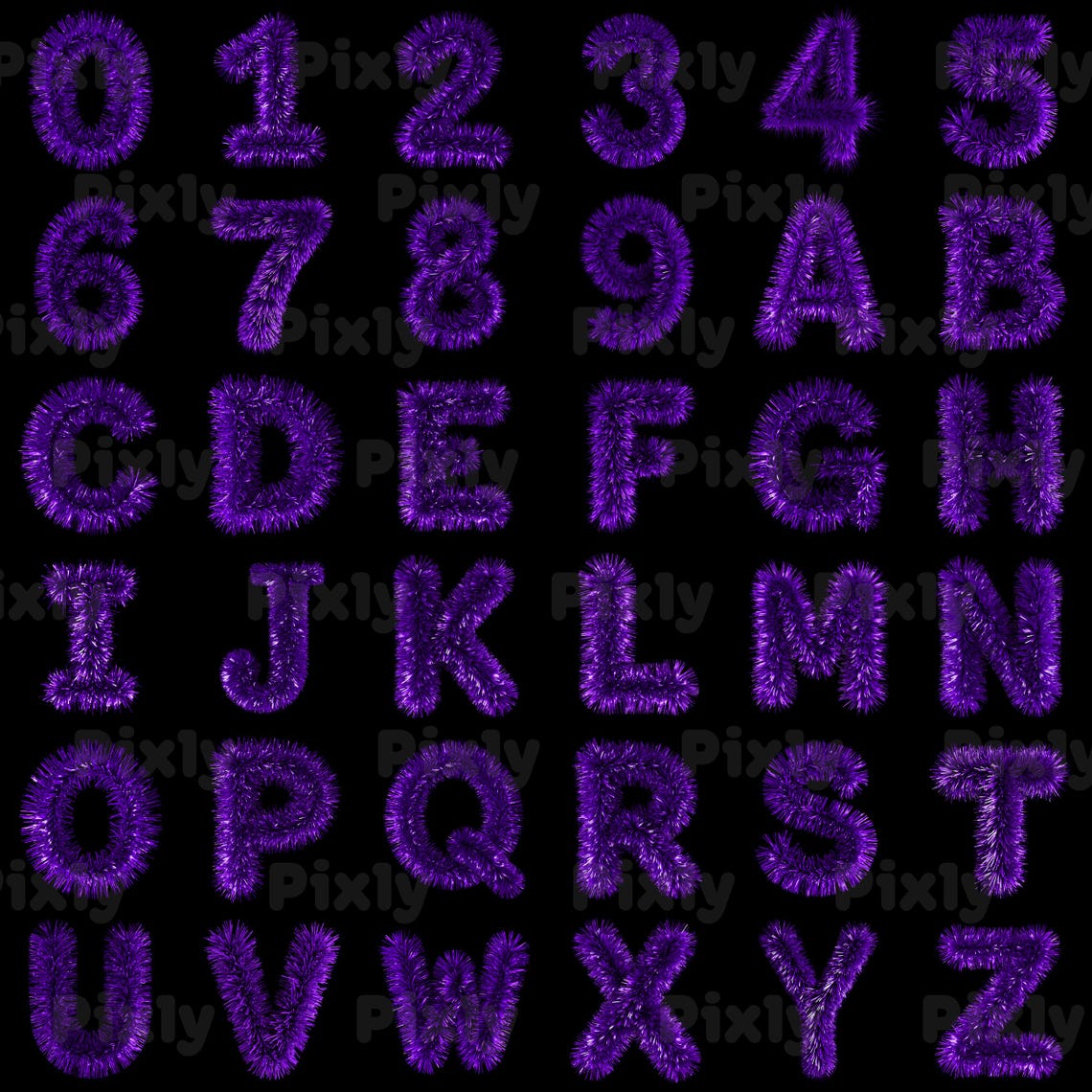 Christmas Tinsel Letter Clipart Purple, Colourful Alphabet Pngs ...
