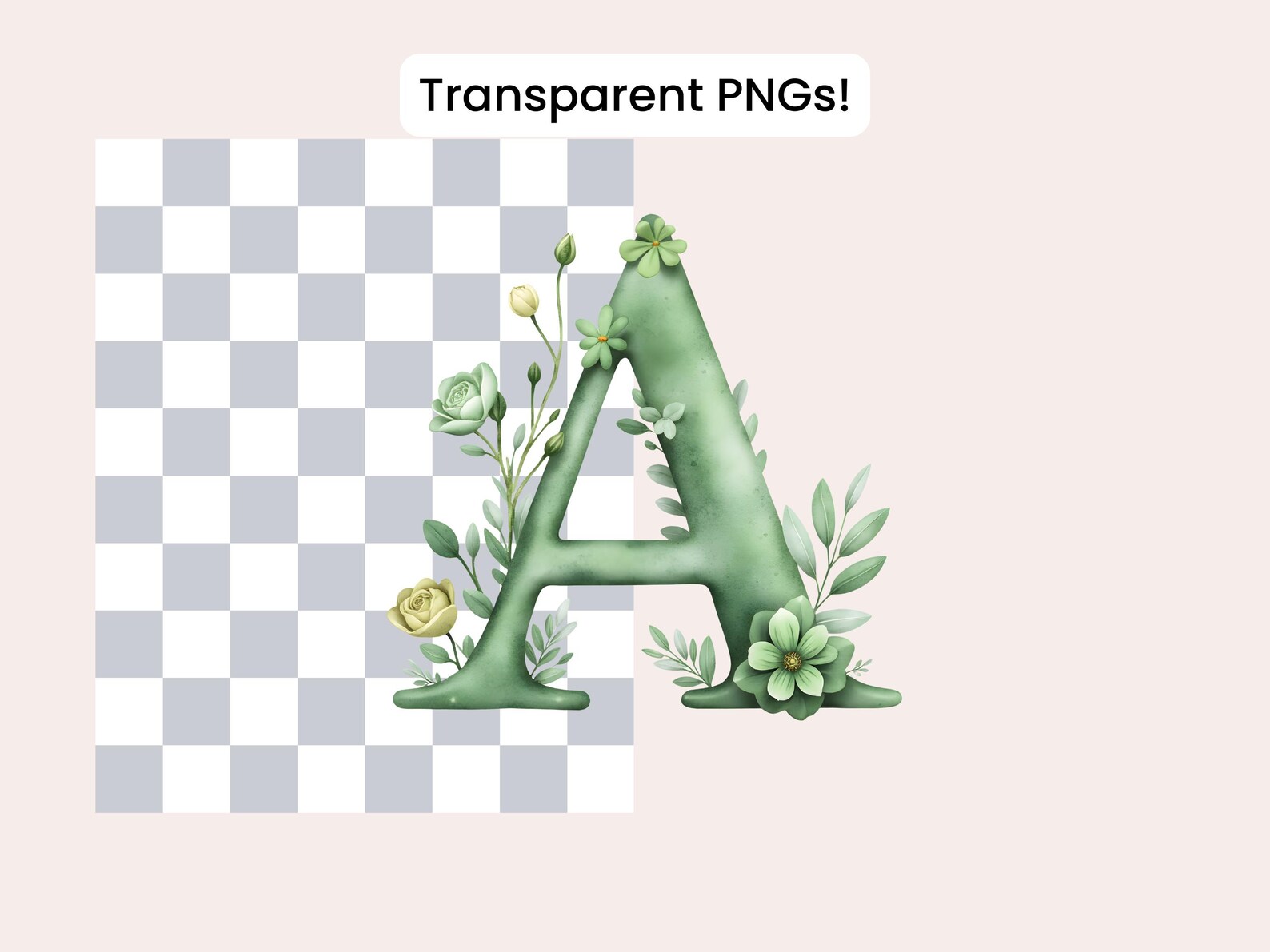 Green Watercolor Alphabet PNG Clipart Bundle, Letters & Numbers - Etsy