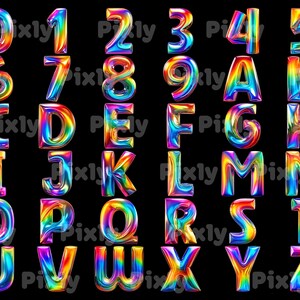 Rainbow 3D Letter Clipart, Colourful Alphabet Pngs, Digital Download ...