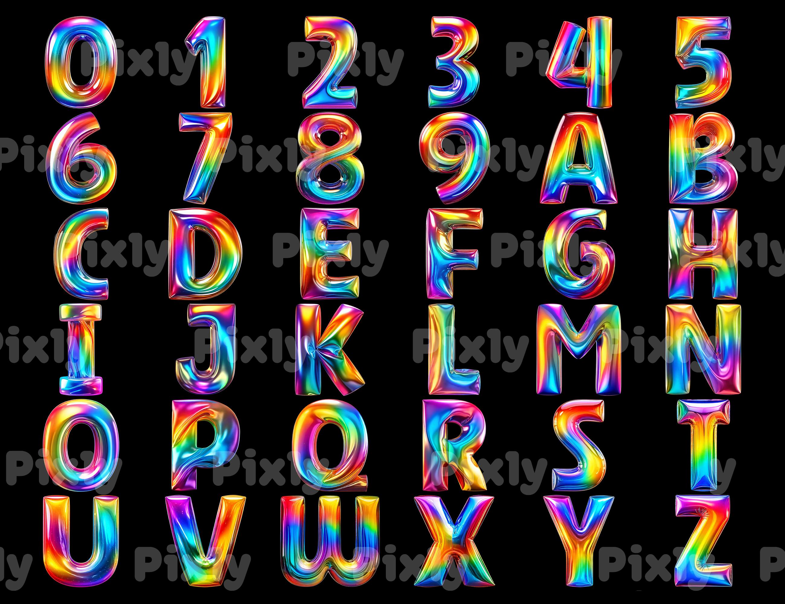 Rainbow 3D Letter Clipart, Colourful Alphabet Pngs, Digital Download ...