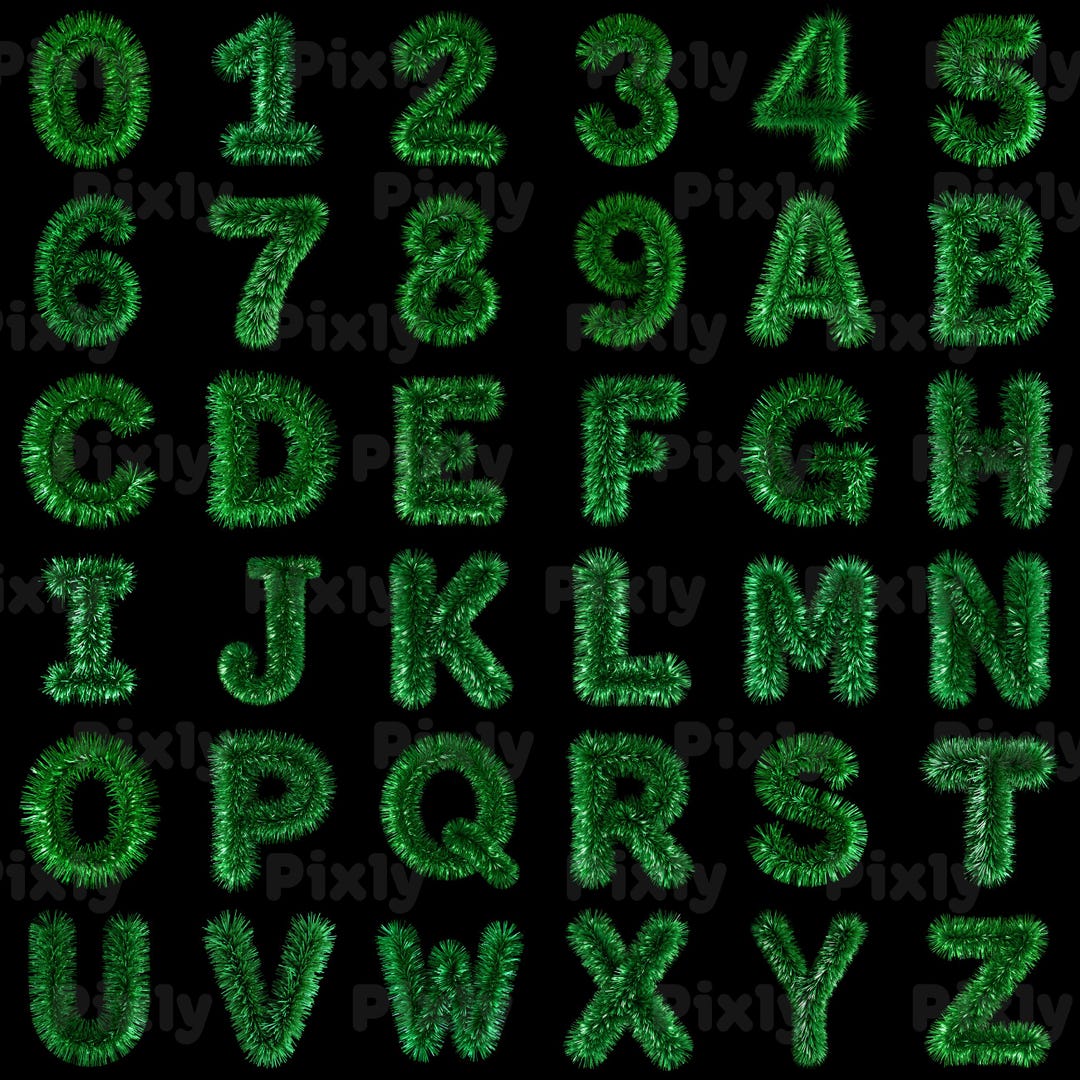 Christmas Tinsel Letter Clipart Green, Colourful Alphabet Pngs, Digital ...
