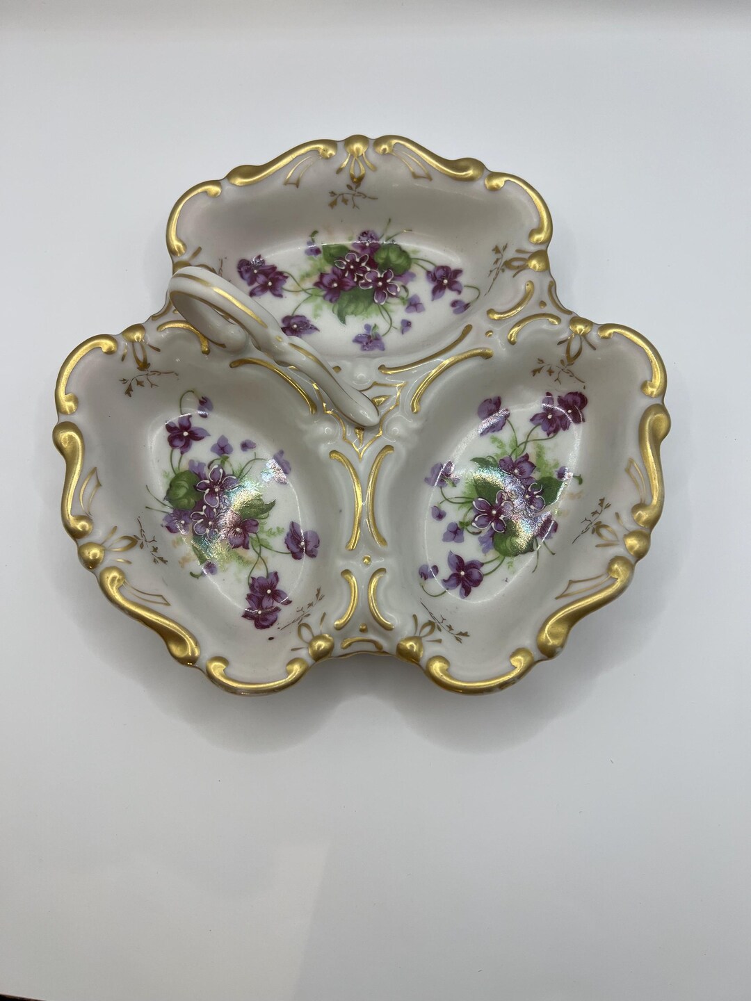 Vintage Lefton China With Lavender Violets Handpainted Candy Dish - Etsy